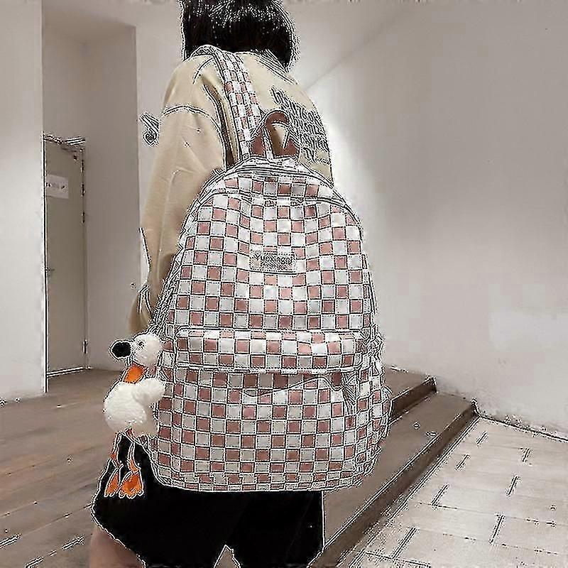Checkerboard Plaid Backpack School Men And Women | Fruugo UK
