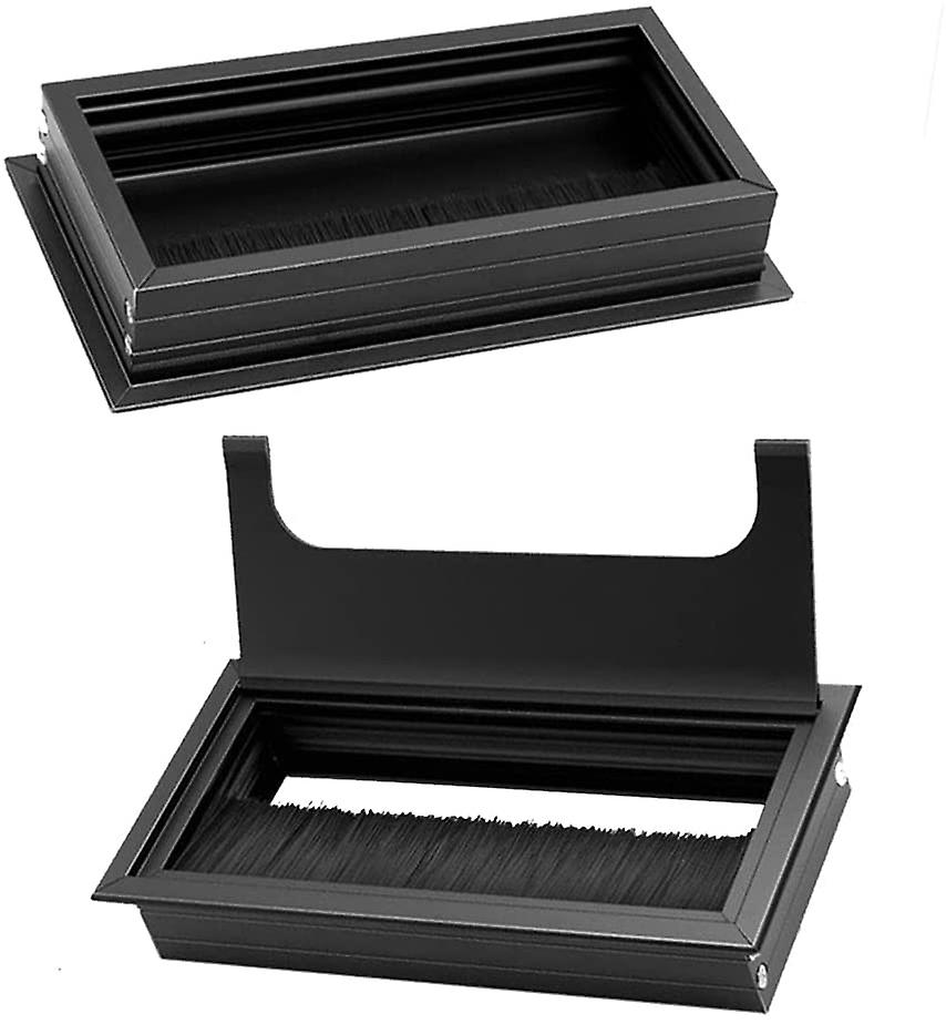 Cable Pass Cover 3 Pieces Square Black Recessed Cable Pass Office Desk ...