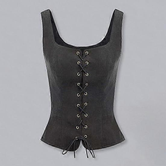 Renaissance Vinatge Square Neck Sleeveless Medieval Slim Fit Solid ...