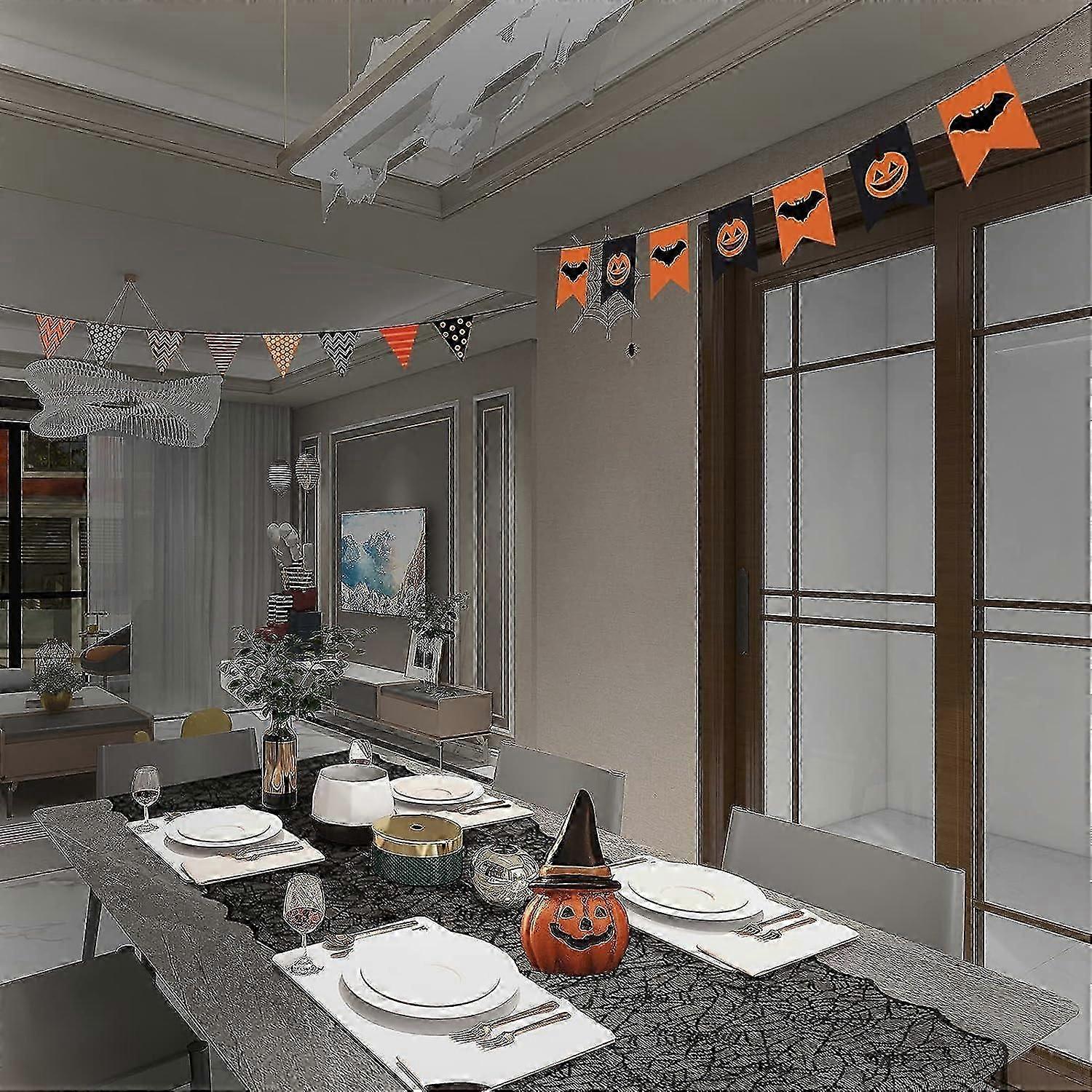 Halloween Spider Table Runner,Polyester Spider Web Lace Festival Table ...