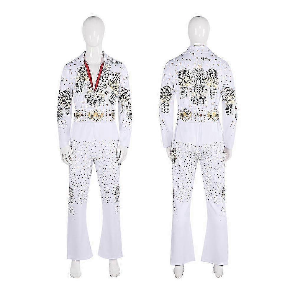 2024 Outdoor White Elvis Presley Cosplay Costume for Rock Singer ...
