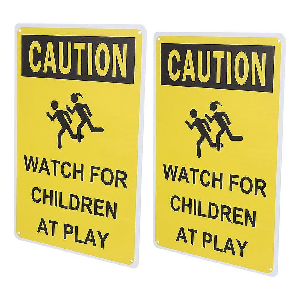 Road Safety Sign Children Playing Warning Sign for Neighborhoods 2Pcs ...