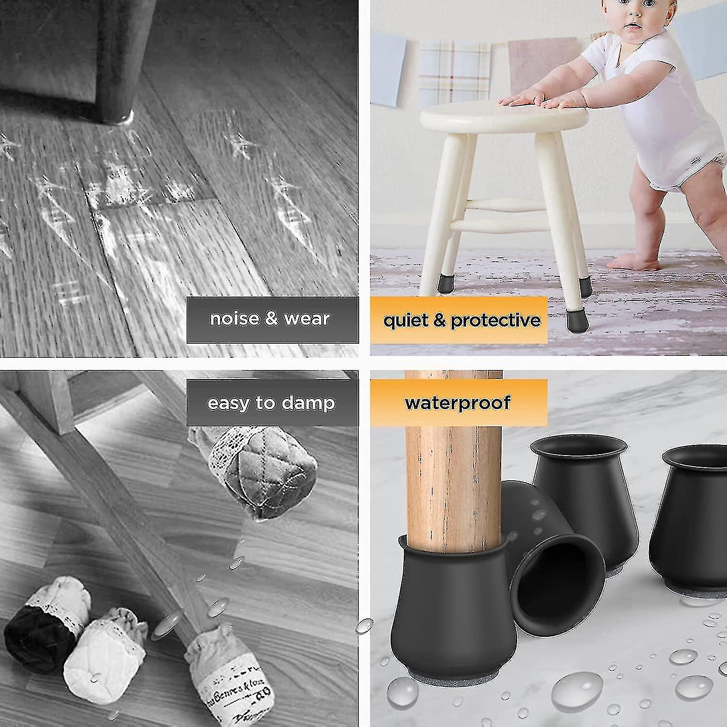 16pcs Chair Leg Floor Protectors, Silicone Covers To Protect Floors ...