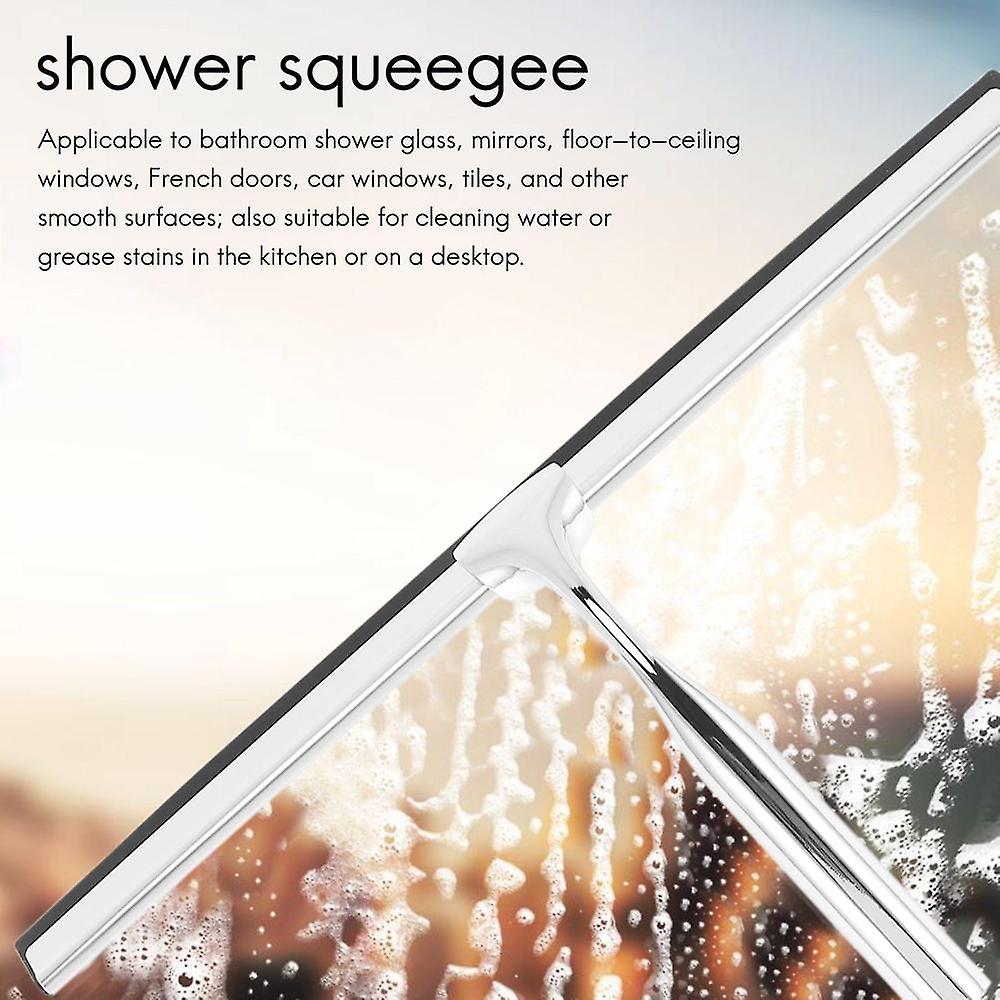 Stainless Steel Shower Wiper 31cm With Wall Hanger 2 Silicone | Fruugo UK