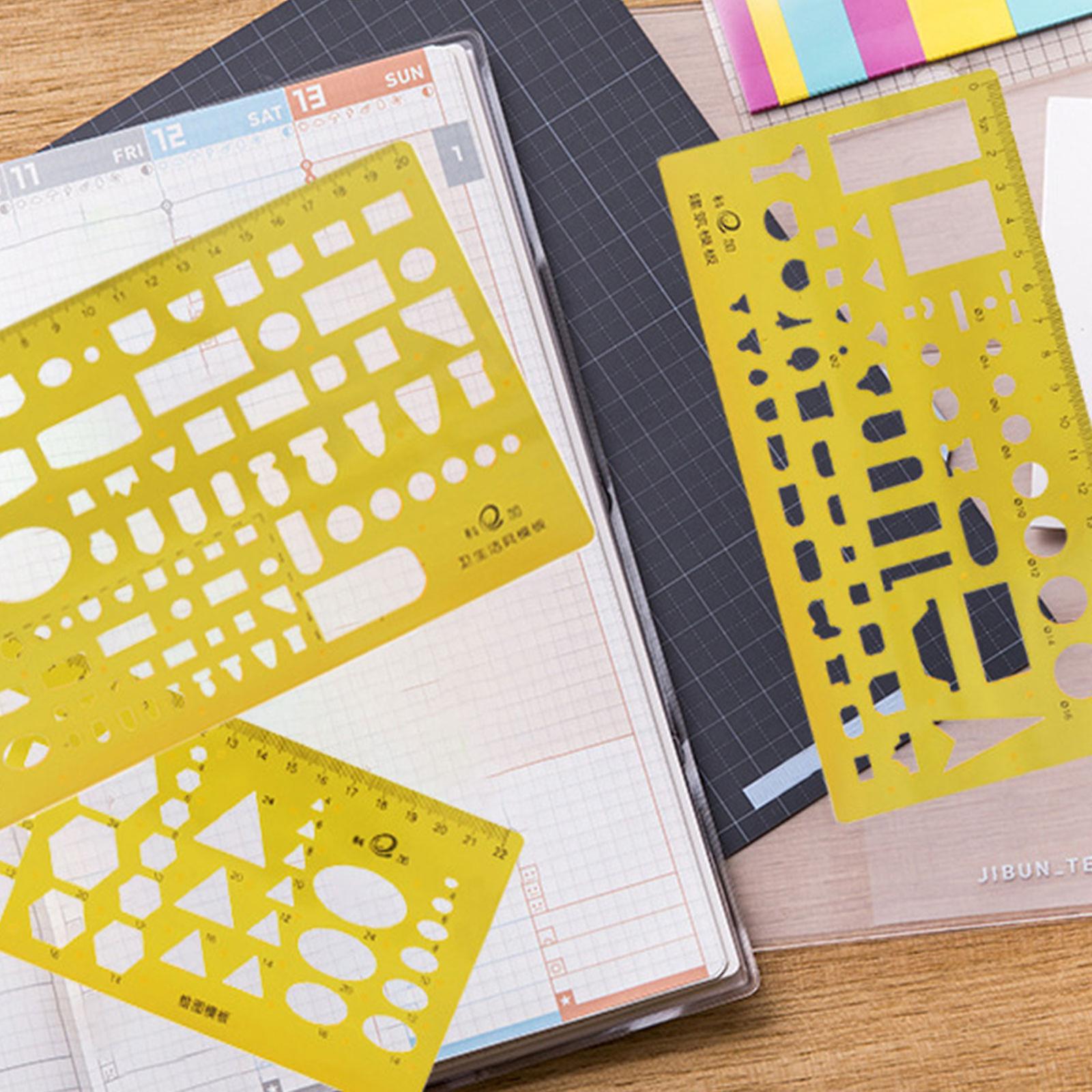 Geometric Drawing Template Drafting Stencil Measuring Ruler Plastic For ...