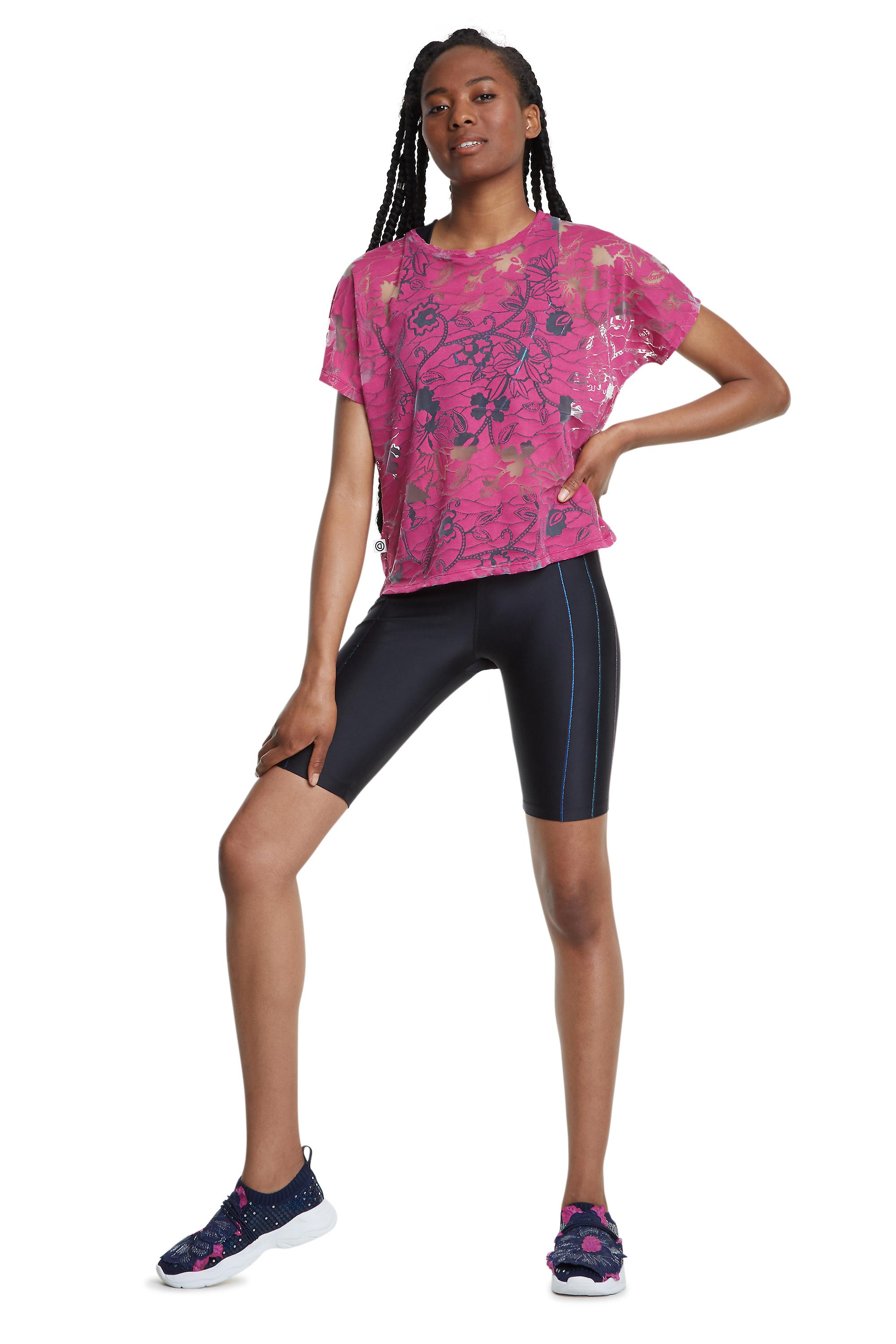 Desigual Women's Devore Studio Floral Organic Sheer Activewear Tshirt ...