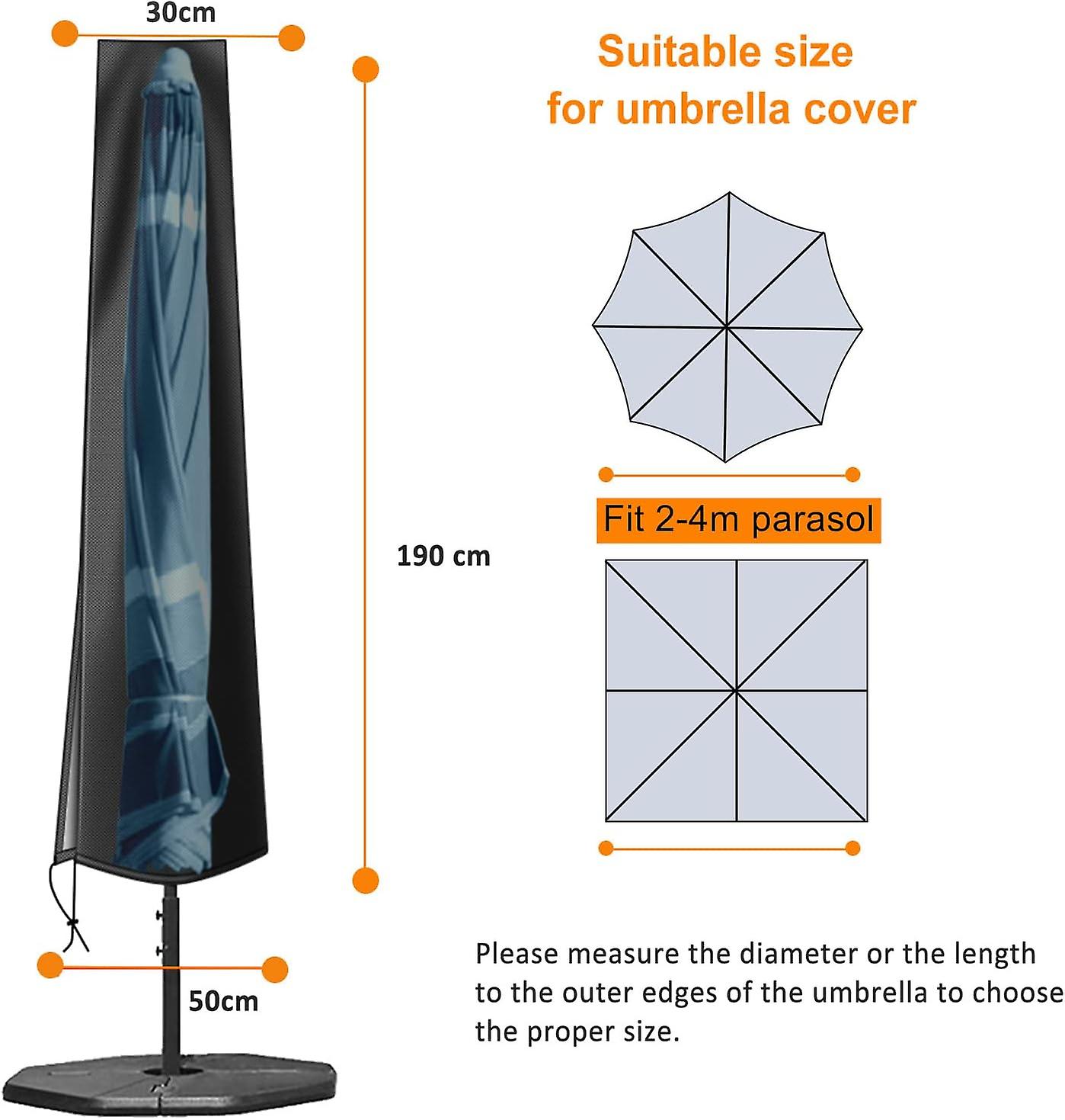 Parasol Protective Cover - 600D Water Resistant Garden Parasol Cover ...