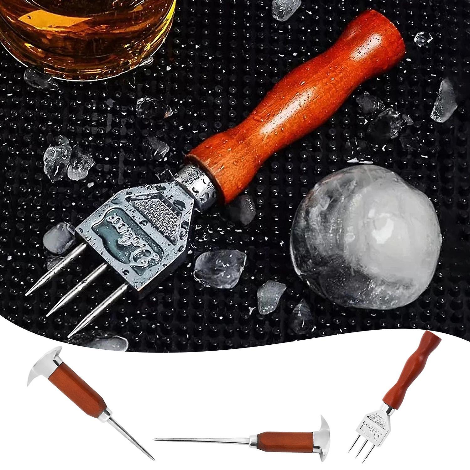 Ice Pick Three Pronged Solid Wood Handle Grip Crushing Cocktail ...