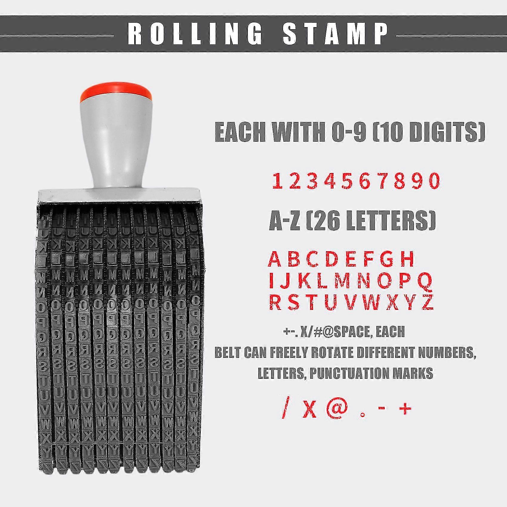 Multipurpose 12 Digit Alphabet Rolling Rubber Stamp English Letter ...