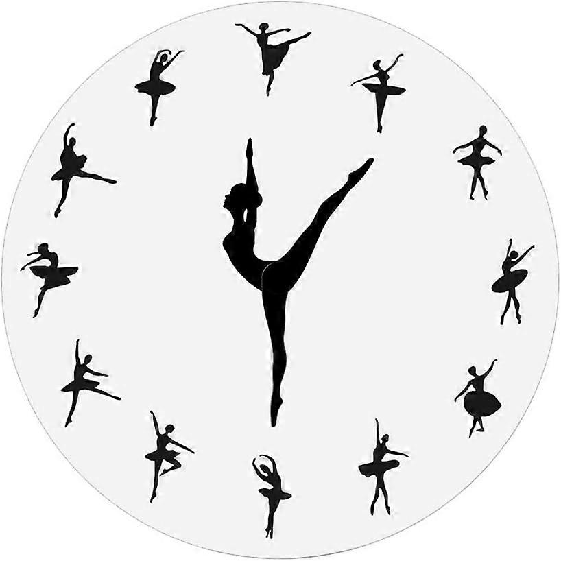 1 Piece Charming Ballerina Wall Clock Large Clock Ballet Dancing Girl ...