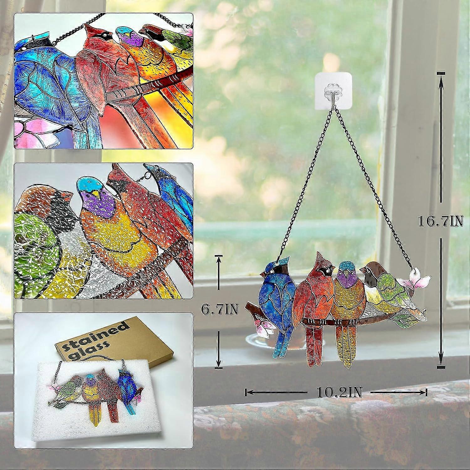 Stained Glass Window Hanging,birds On A Branch Stain Glass Suncatcher ...