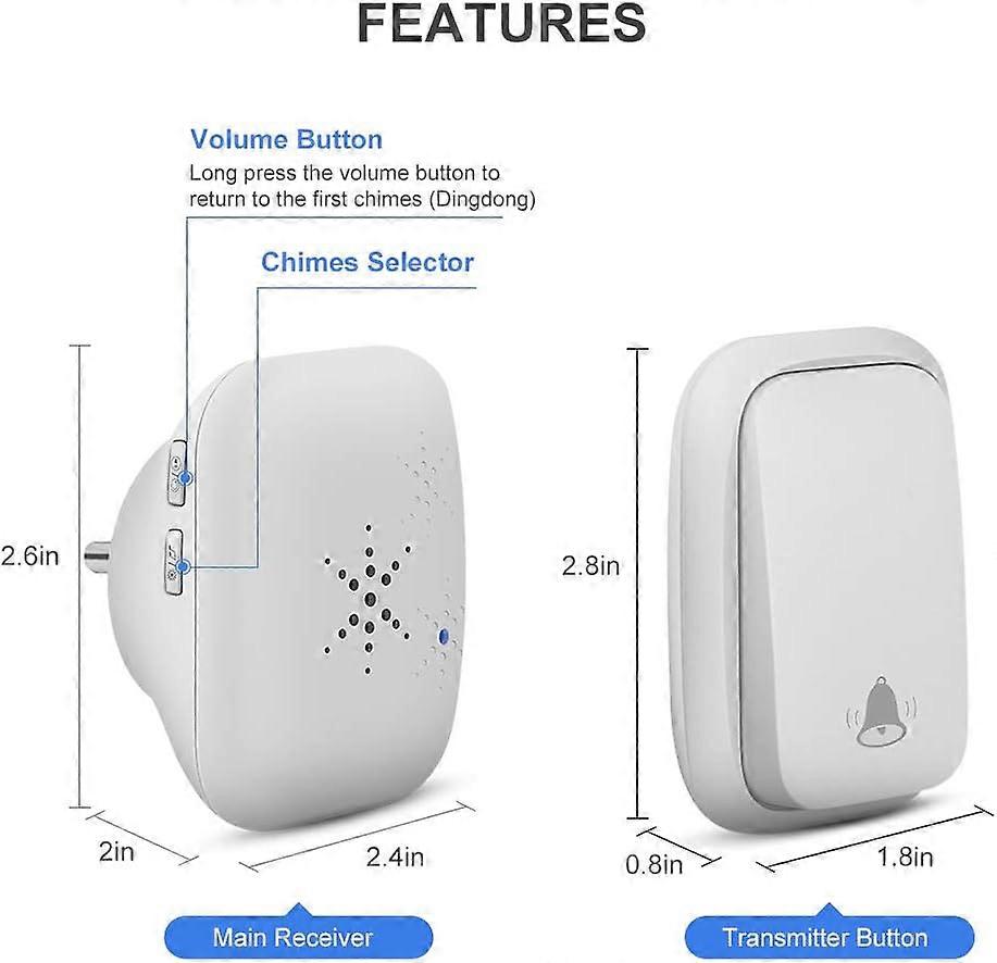 Wireless Doorbell, Auto Powered Doorbell No Battery Required Wireless ...