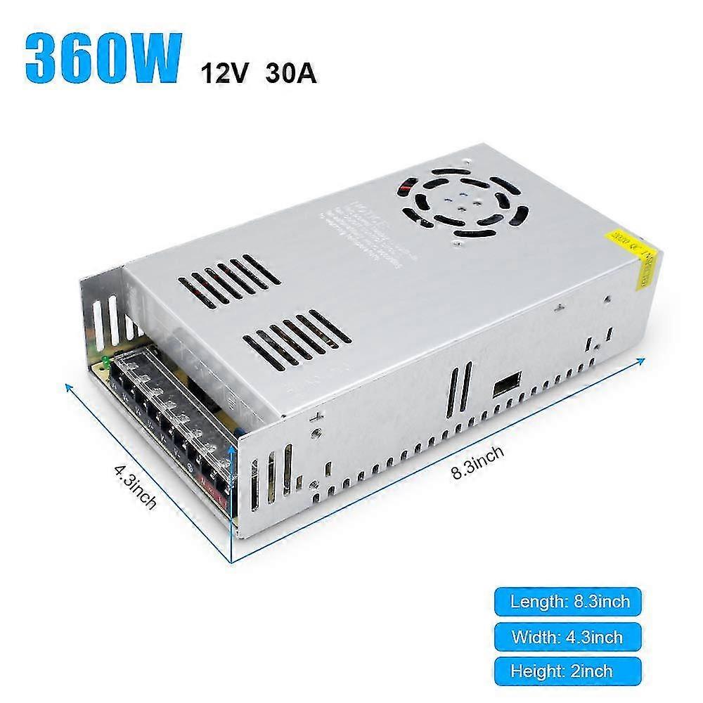 12V 30A 360W, DC Universal Regulated Switching Power Supply, Converter AC 110/220V to DC 12 Volt ...