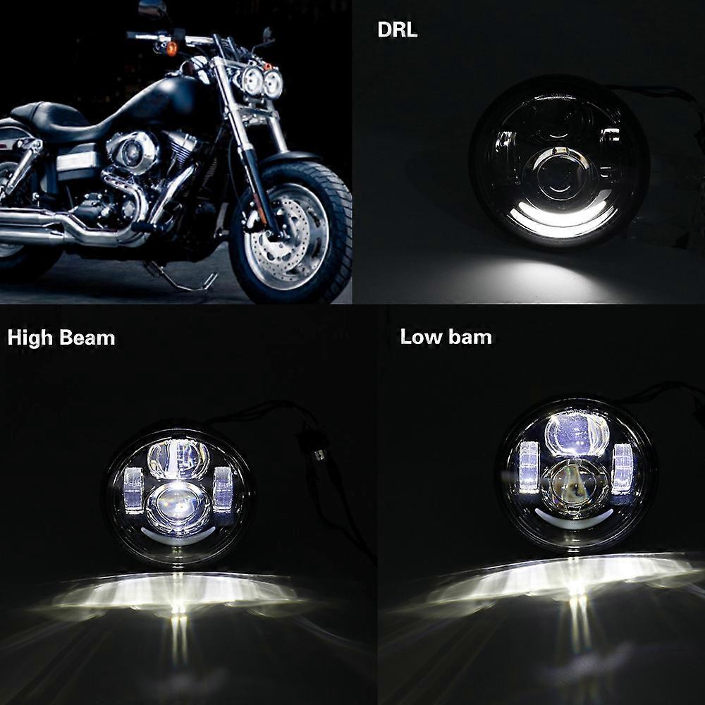 Black/Chrome Motorcycle 4.65inch led headlight for Dyna Fat Bob FXDF ...