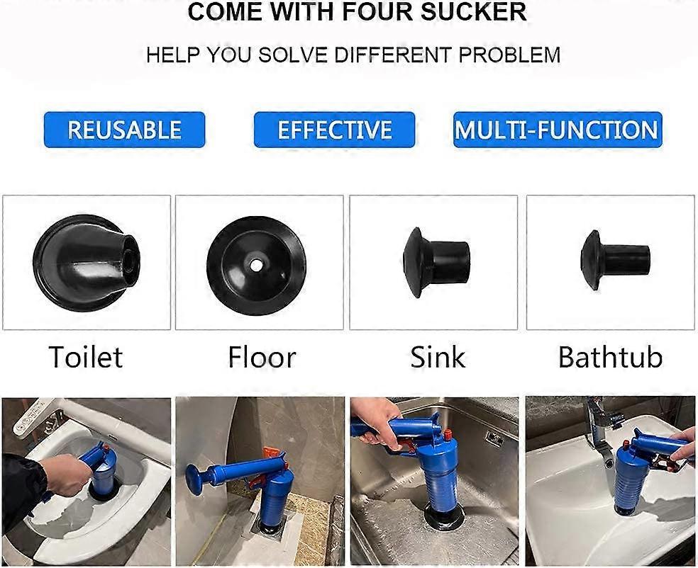 Thinvik Power Toilet Plunger Set Drain Clog Remover Tool Drain Snake ...