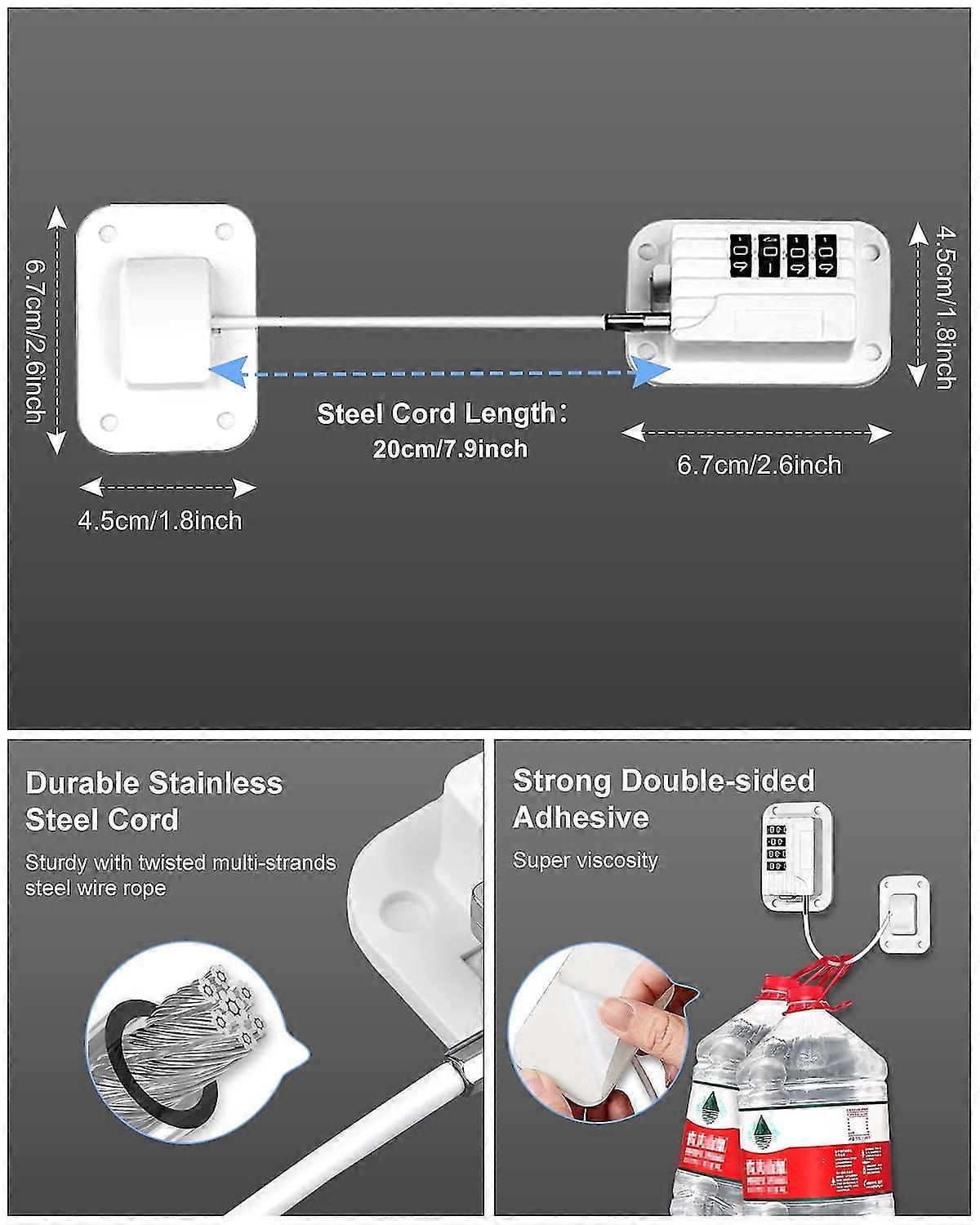 2 Pack Adhesive Rv Refrigerator Locks For Adults White Fridge ...