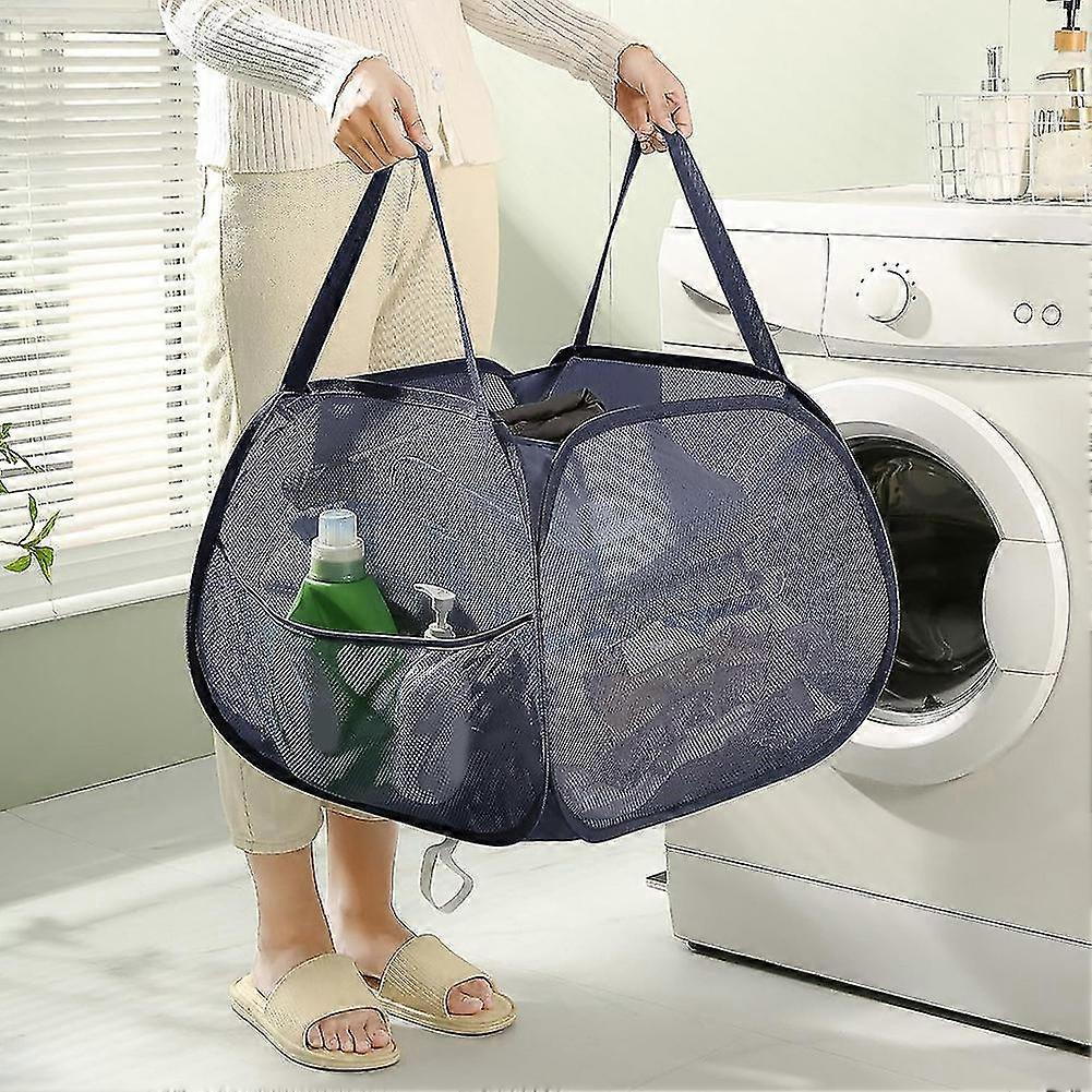 Collapsible Mesh -Up Laundry Hamper with Strong Handles, Opening ...