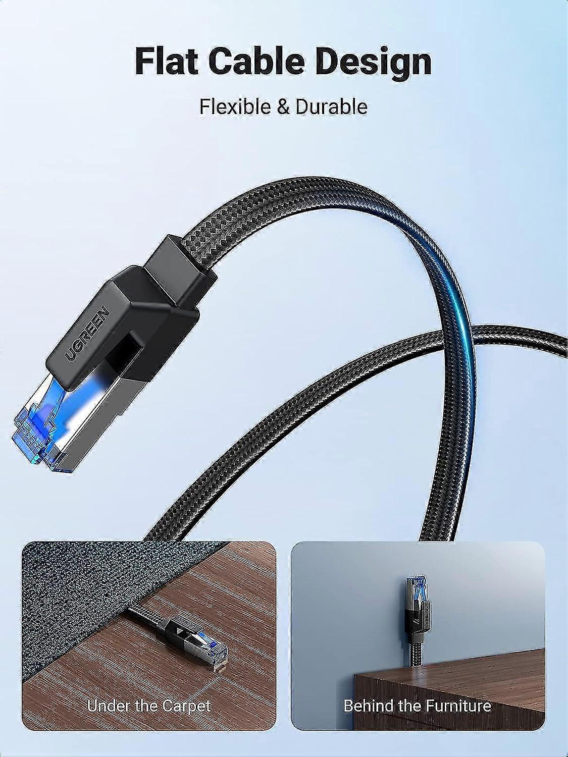 Cat 8 Ethernet Cable, Flat High-speed 40gbps 2000mhz Internet Cable ...