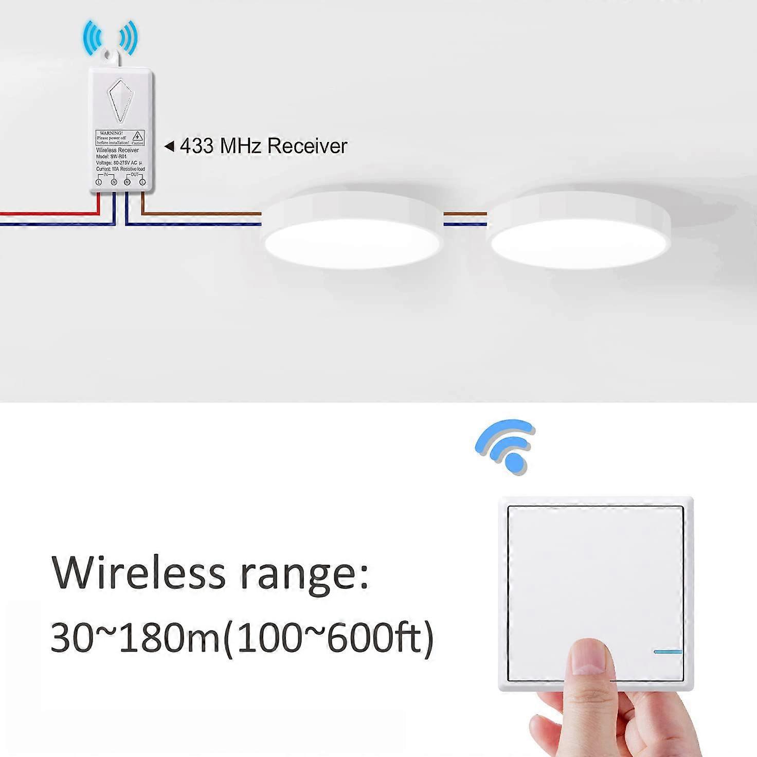 Wireless Light Switch and Receiver Kit, Remote Control ON Off No WiFi ...
