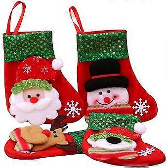 WJTG Generic Christmas Glitter Christmas Stockings Three-Dimensional ...