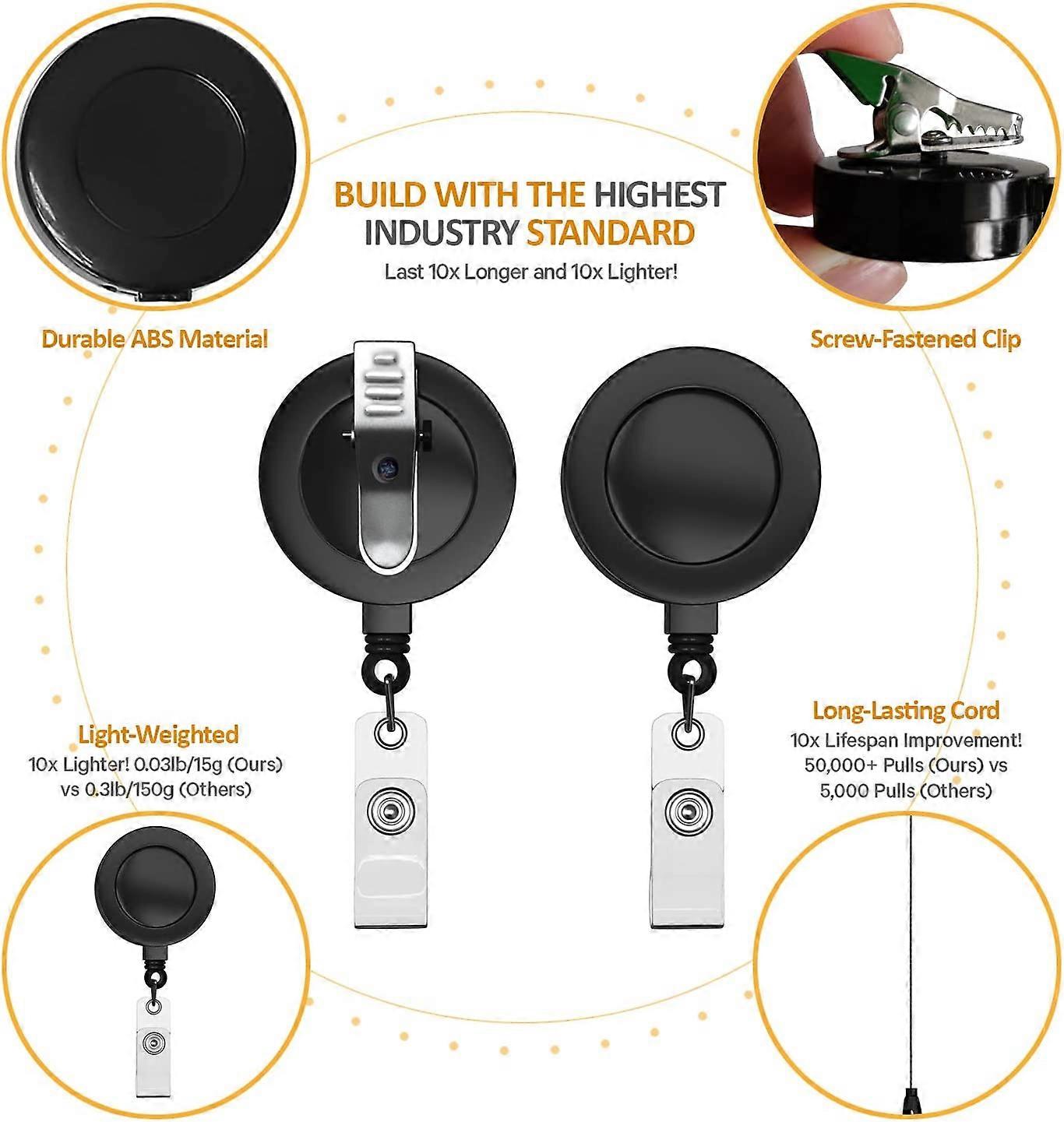 10 Pack Badge Reels Retractable with Swivel Alligator Clip ...
