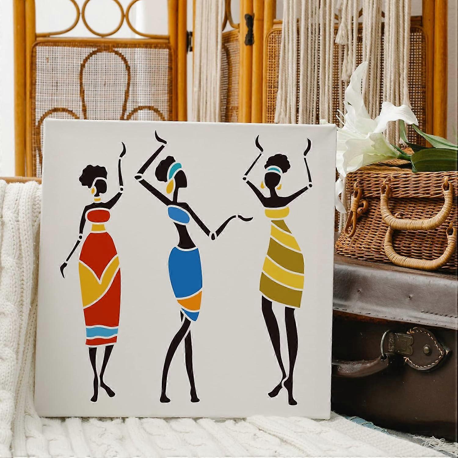 African Girl Drawing Painting Stencils Templates (11.8x11.8inch) Tribal ...