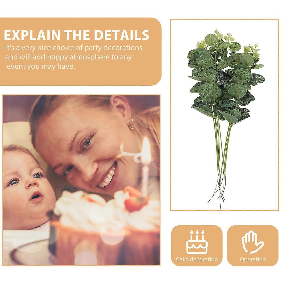 20 Pcs Eucalyptus Leaf Cake Inserting Toppers Baking Adorns Cakes DIY ...