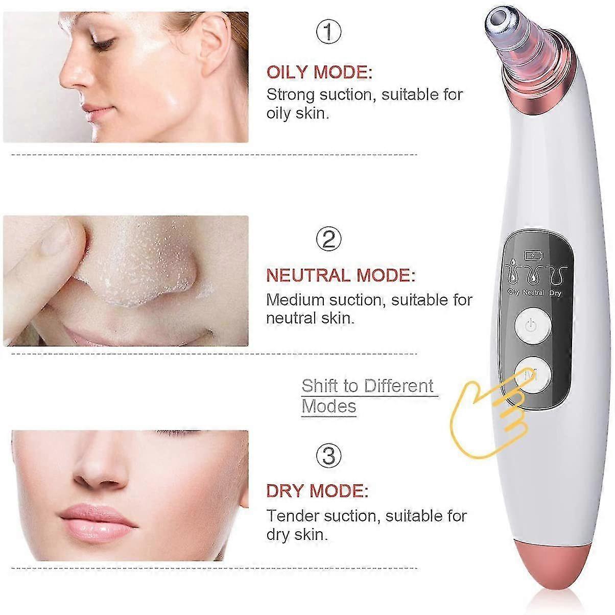 Electric blackhead vacuum cleaner cleaning tool, pore extractor beauty instrument with 6 probes ...