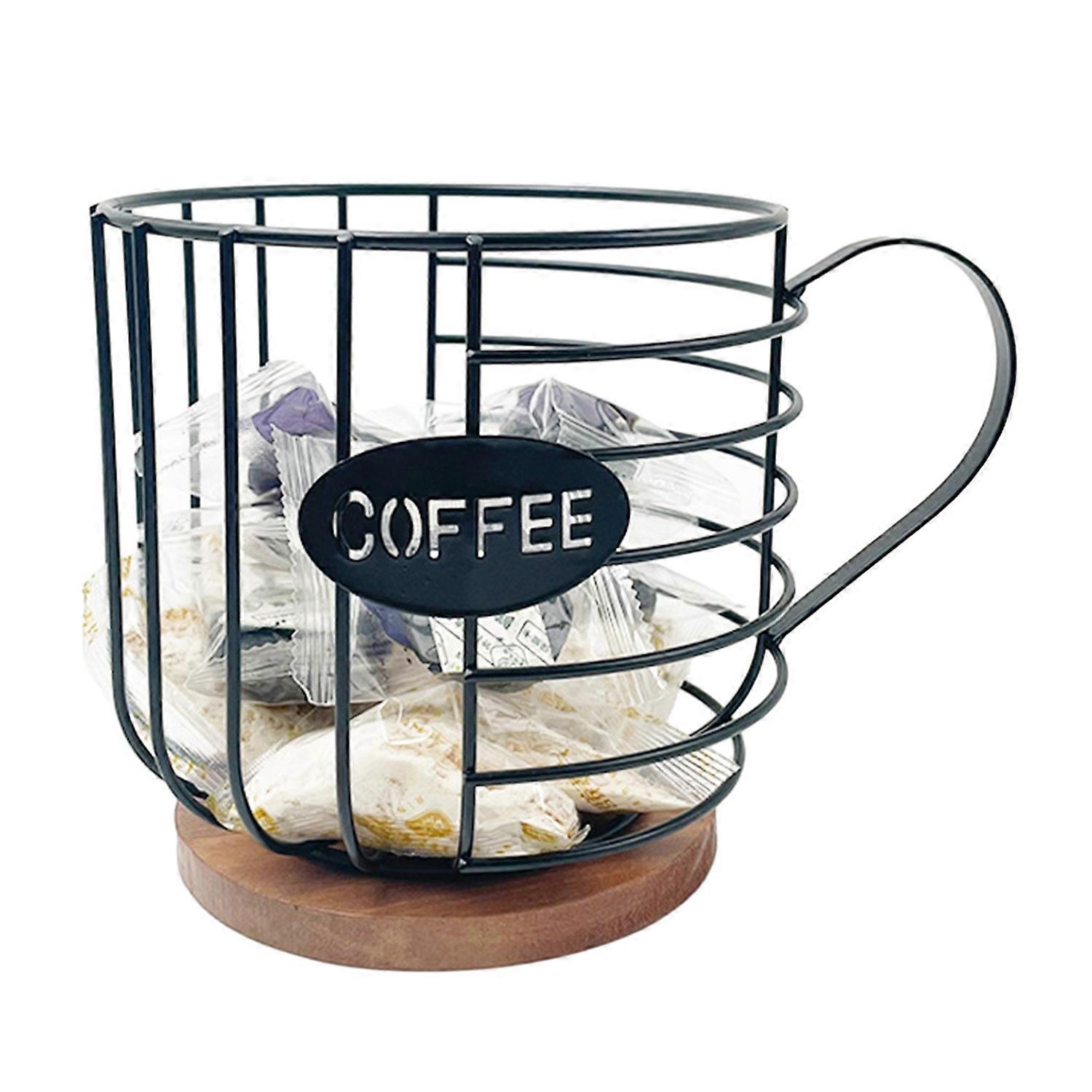 Metal Coffee Pods Holder with Wooden Base Cup Shape Keep Your ...