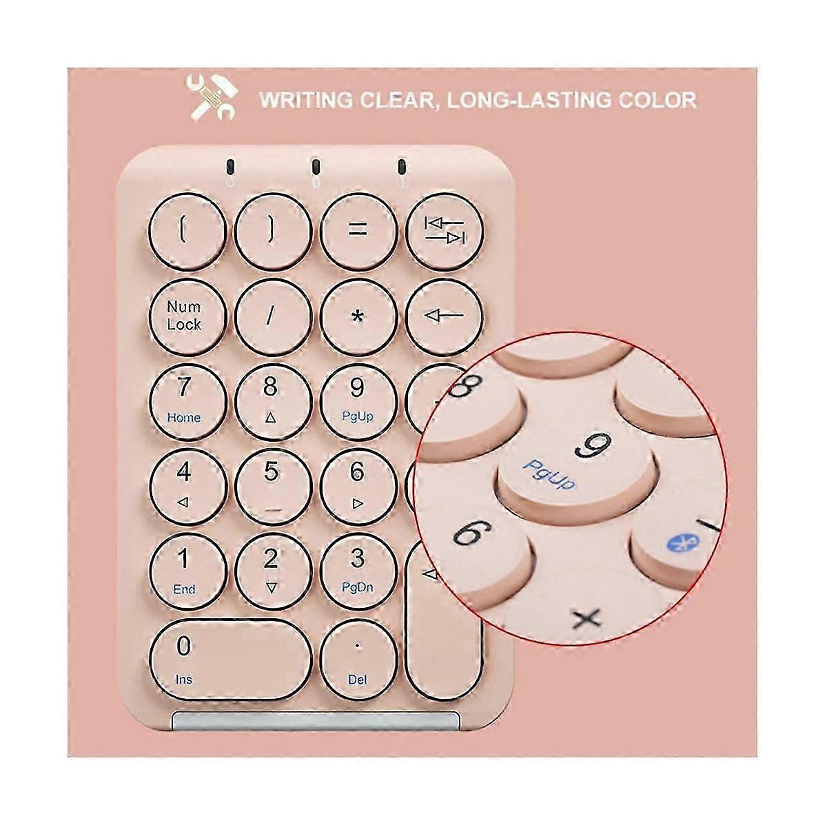 Wireless Number Pad Bluetooth Numeric Keypad Round Keycaps Numpad 22 Keys Rechargeable Number ...