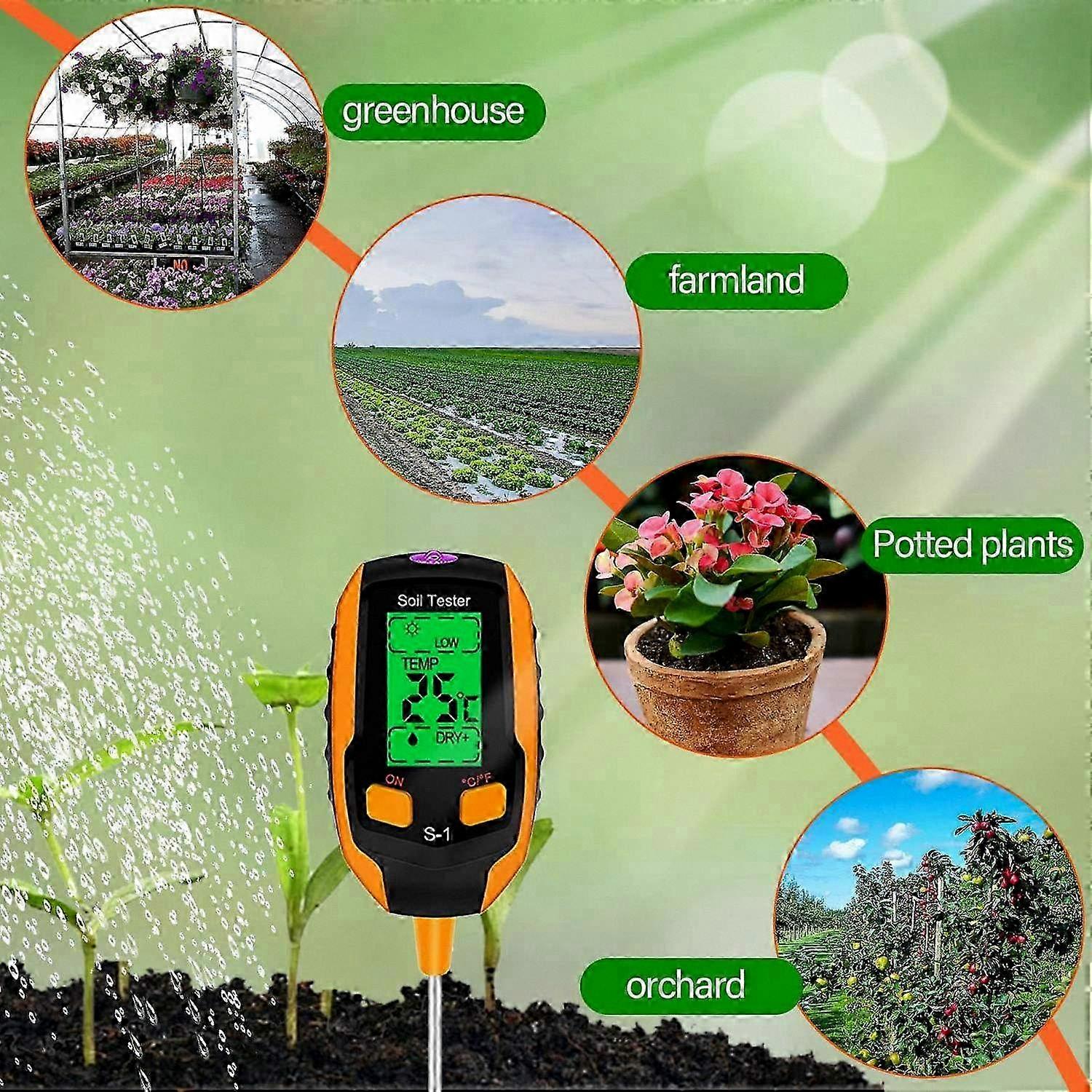 2022 Upgraded 4-in-1 Digital Plant Monitor for Soil Moisture, pH ...