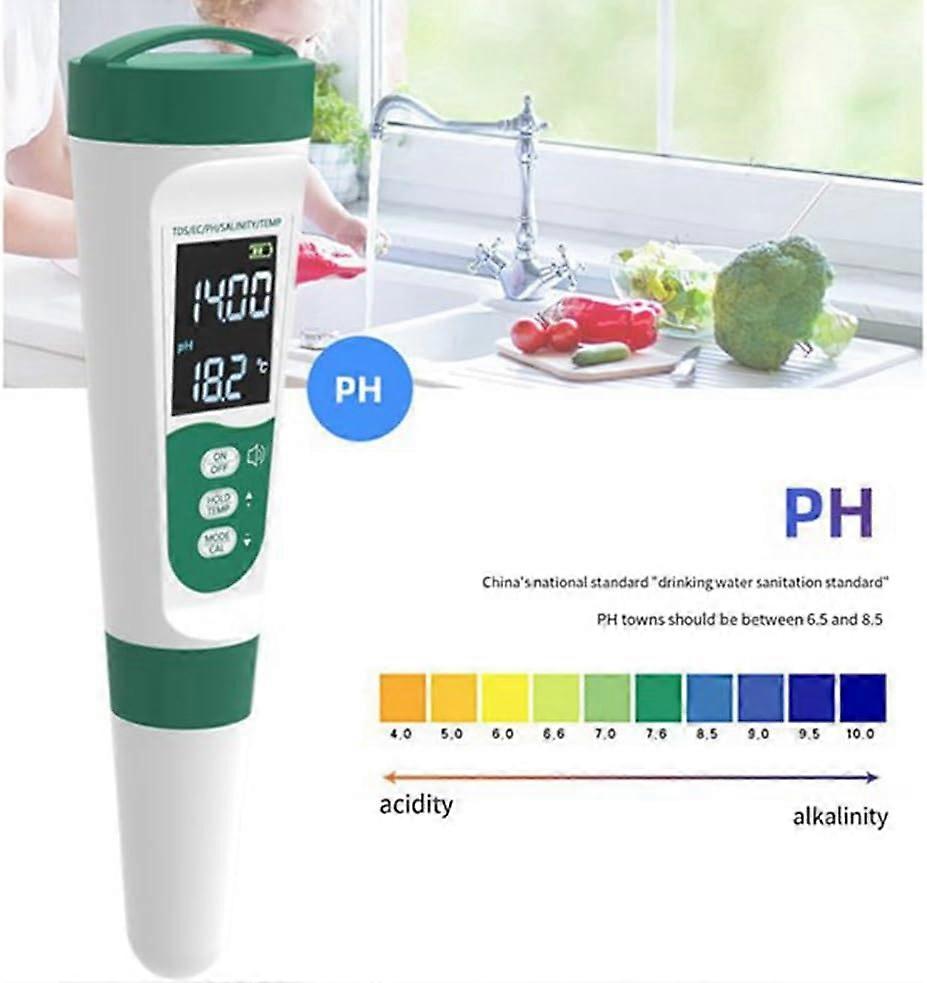 5-in-1 Water Quality Test Pen, Voice Model EC pH TDS Salinity Meter ...