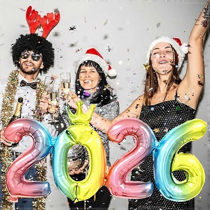 2026 Gold Crown Foil Number Balloons for 2026 New Year Christmas Eve ...