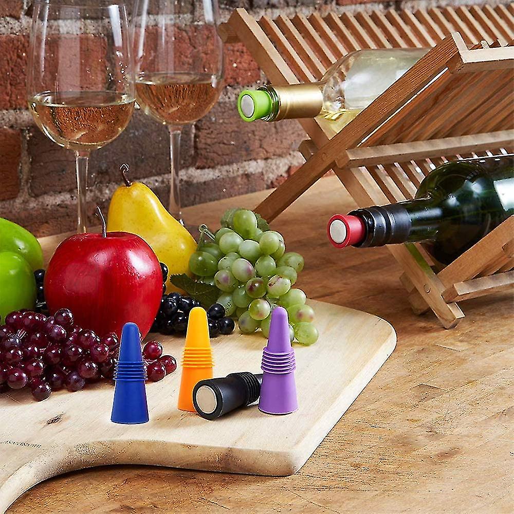 6pcs Wine Stoppers, Silicone Reusable Sparkling Wine Bottle Stopper And ...