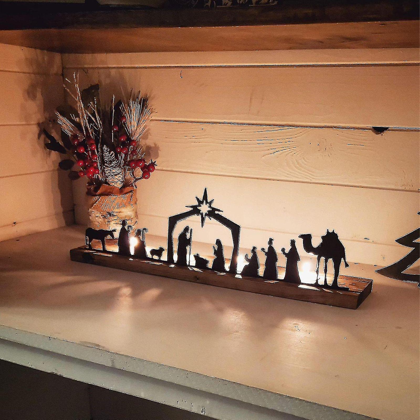 Nativity Scene Nativity Sets For Christmas Indoor Black Metal Nativity ...