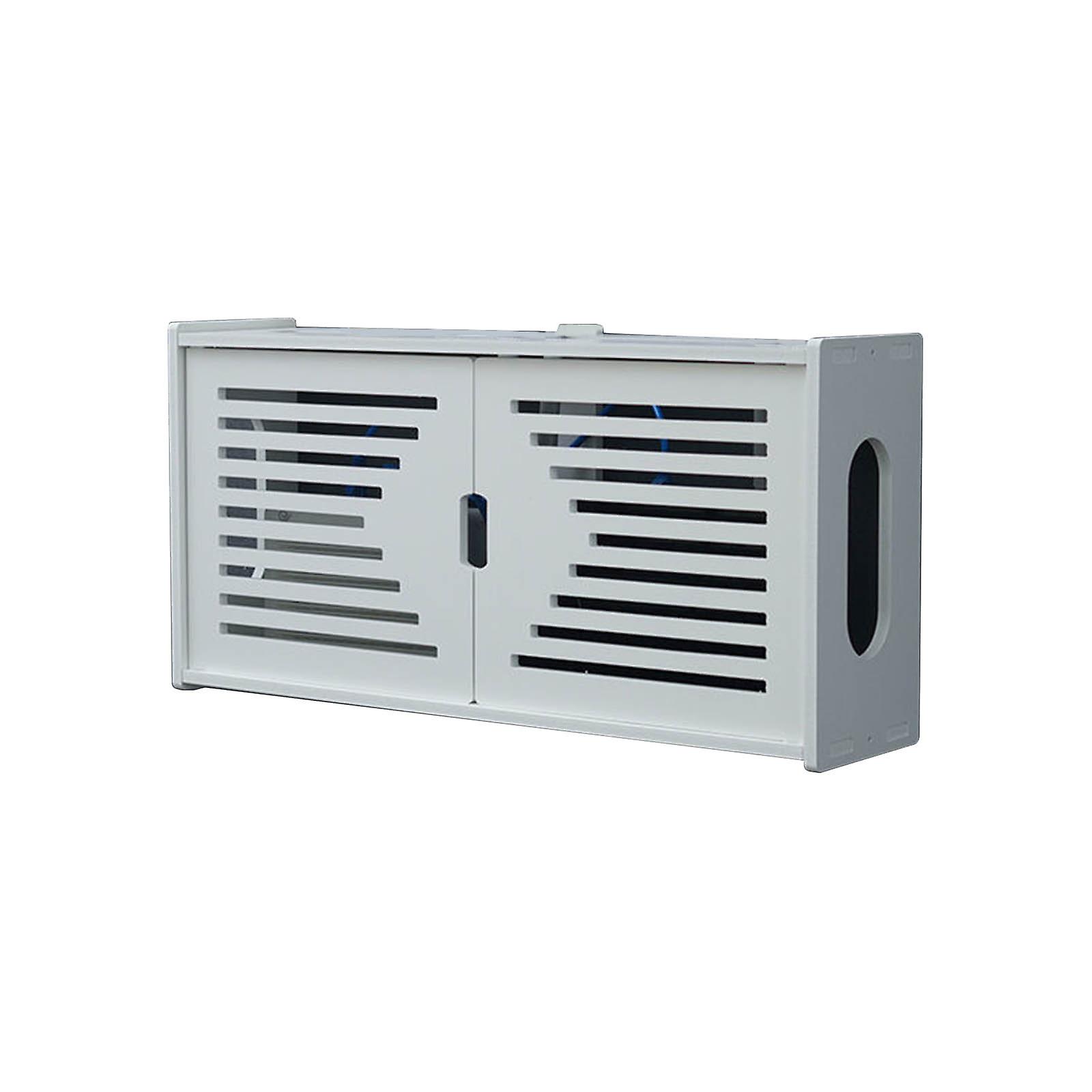 Wifi Router Storage Box Wall Hanging Shelf Wooden Bracket Free Punching ...