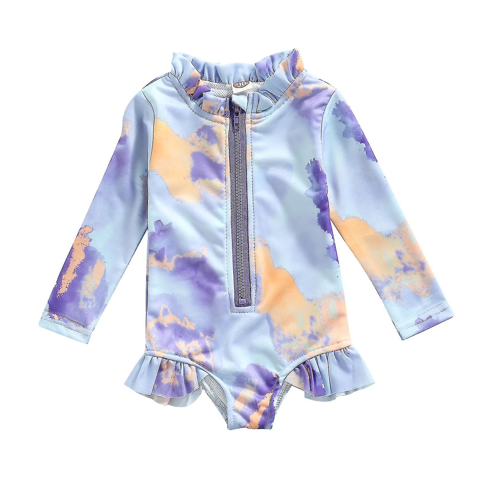 Children's Swimsuit Harness Type Triangle Swimsuit Solid Color Zipper ...