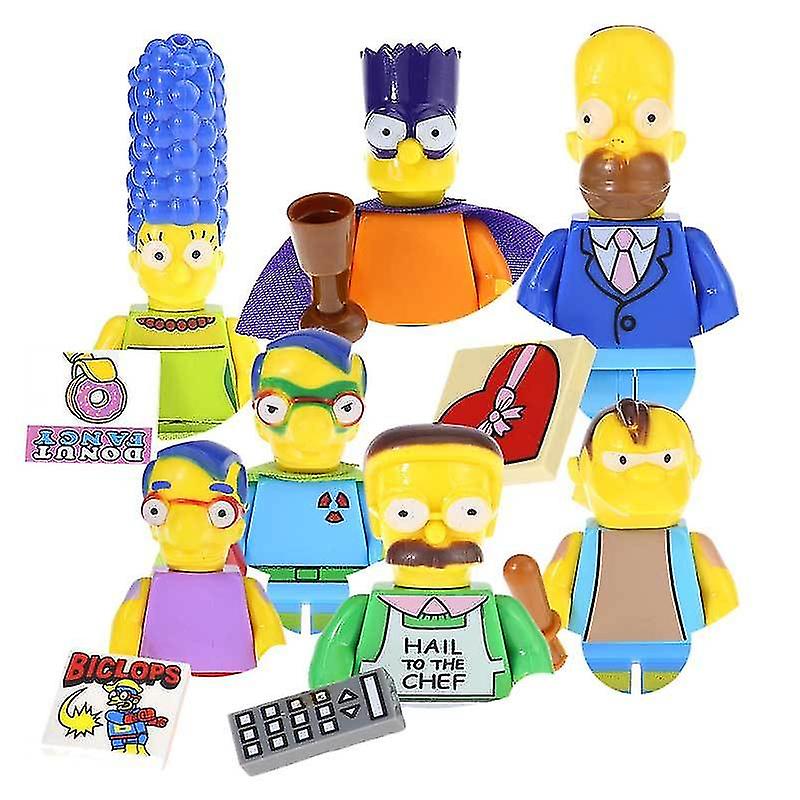 8pcs The Simpsons Building Blocks Homer Jay Marge Nelson Anime Cartoon ...