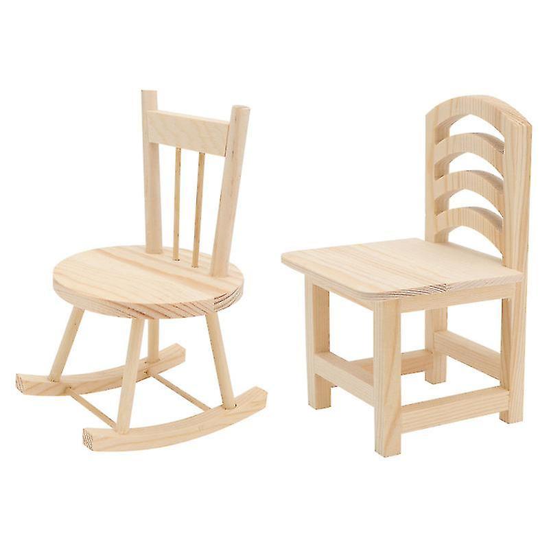 15X9cm Wood Color Scale Model Kits 2pcs Simulated Mini Chair Models ...