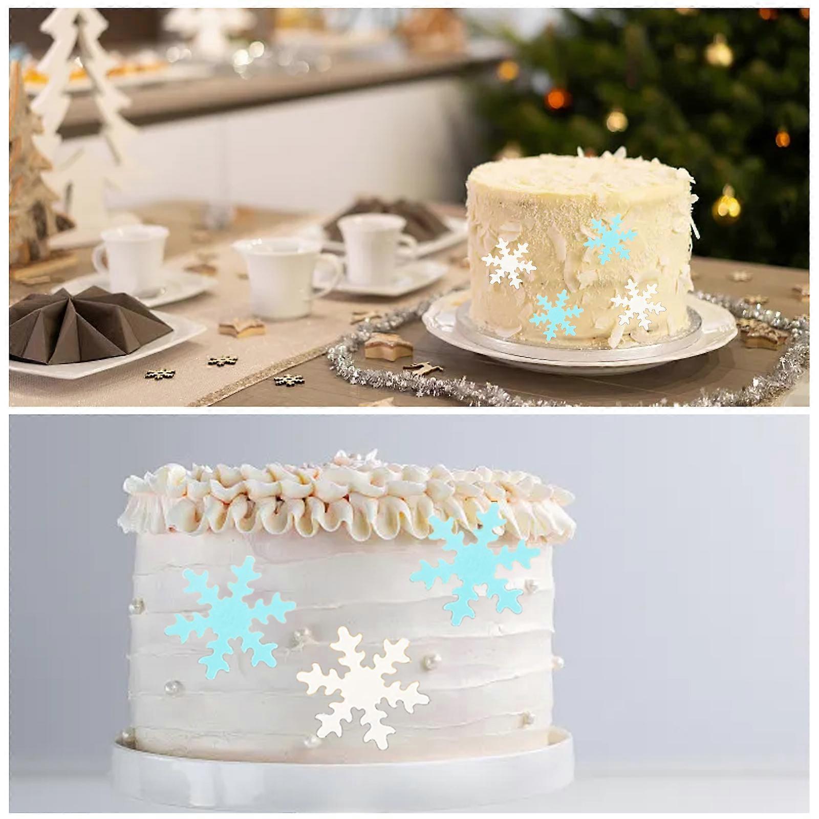 Pack of 50 edible snowflake cupcake toppers, snowflake cake decorations ...