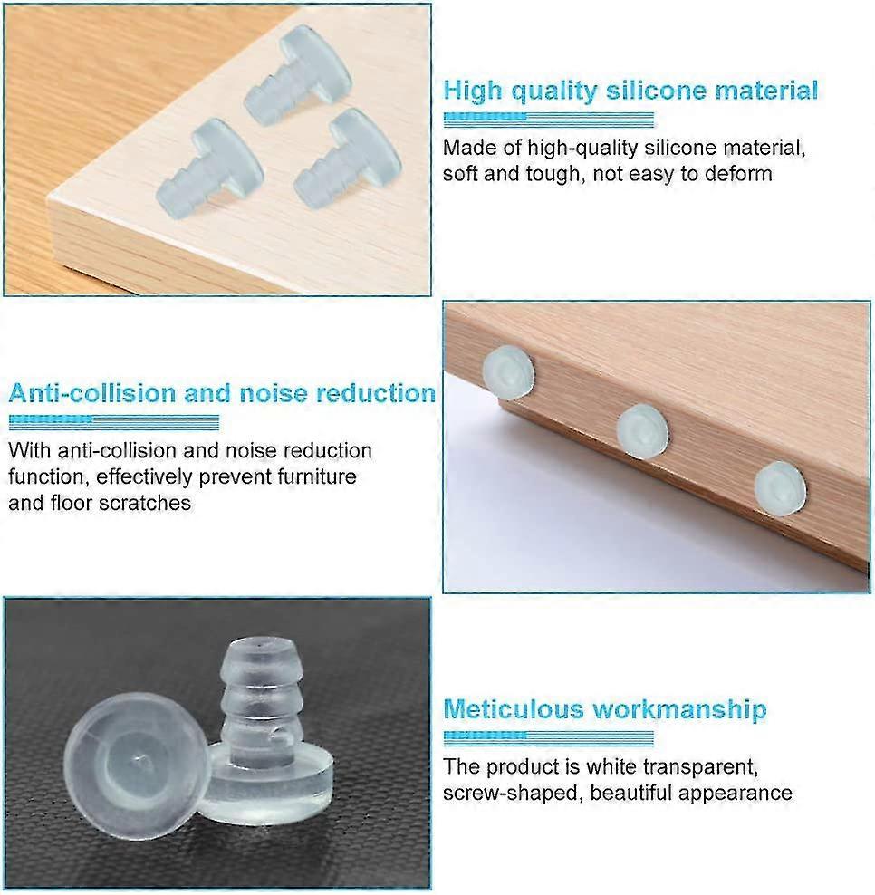 40 Pcs Silicone Wall Mounted Door Stopper Glass Table Bumpers With Rod ...