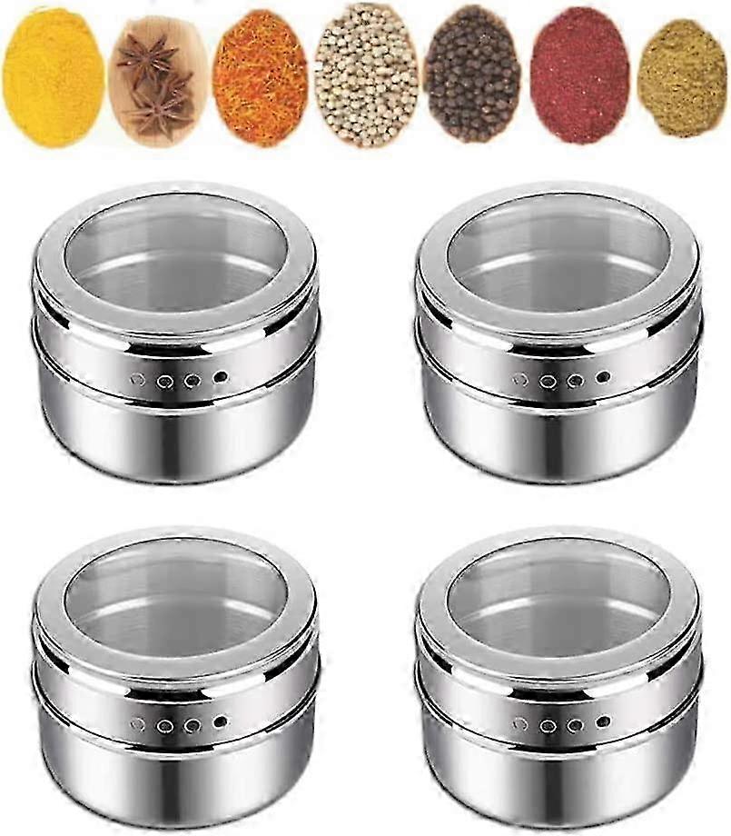 4Pcs Spice Tank, Round Spice Jar, Magnetic Spice Jars, Lightweight ...