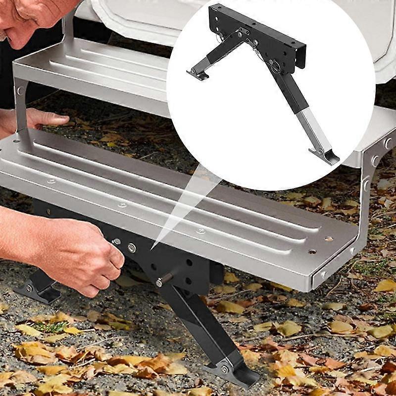 Heavy Duty RV Entry Step Stabilizer Foldable Ground Support Jacks Easy ...