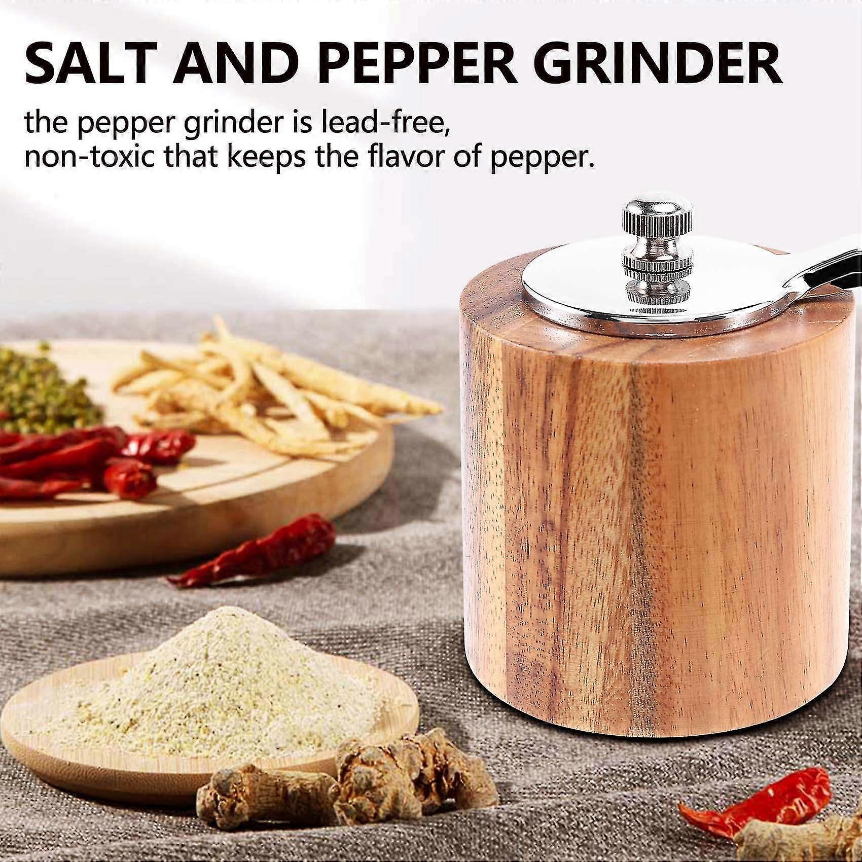 Salt And Pepper Mill, Hand Crank Wood Pepper Grinder Salt Shaker With ...