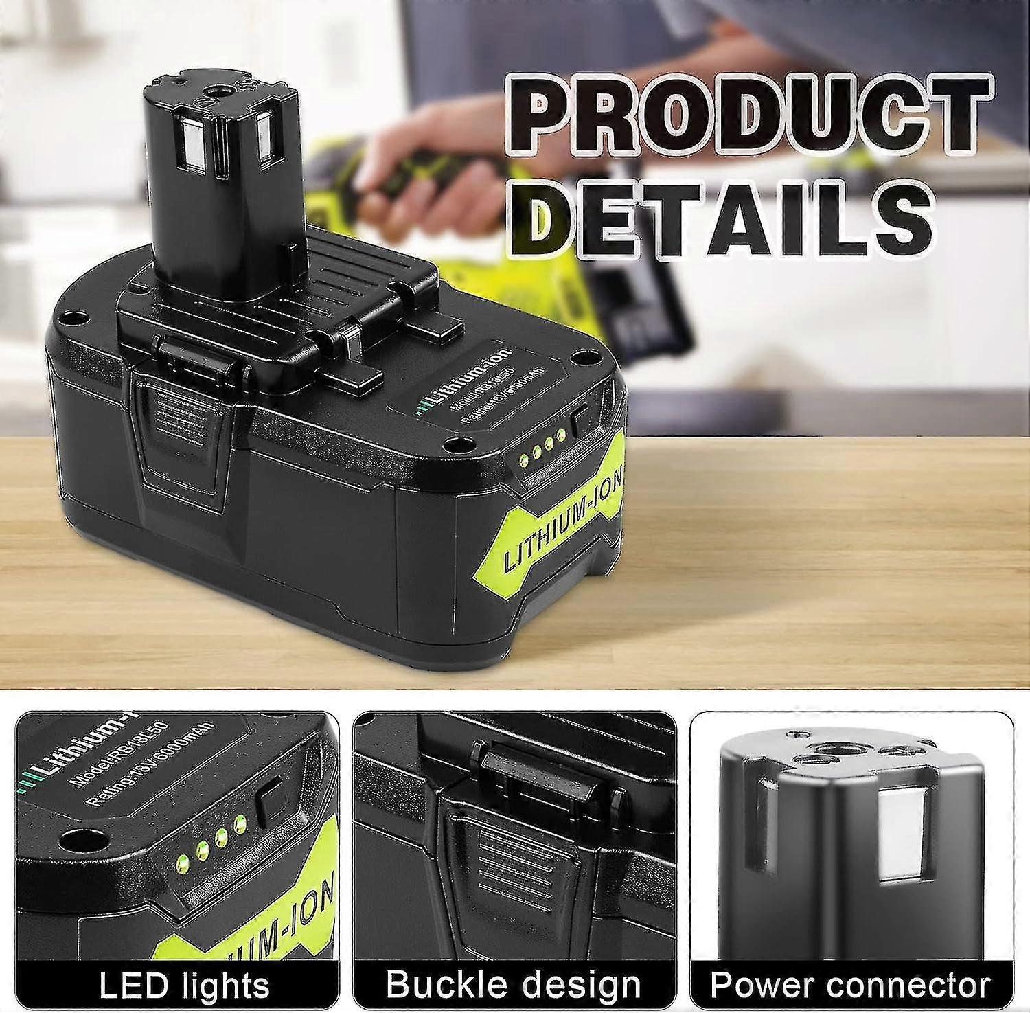 18V 6.0Ah P108 Battery Replacement for Ryobi 18 Volt Battery Lithium ...