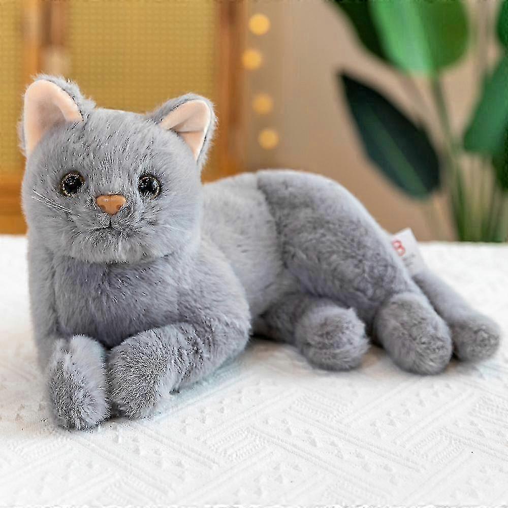 12 Inch Imitation Pure Grey Cat Plush Toy - A Lifelike Cat Doll, A ...