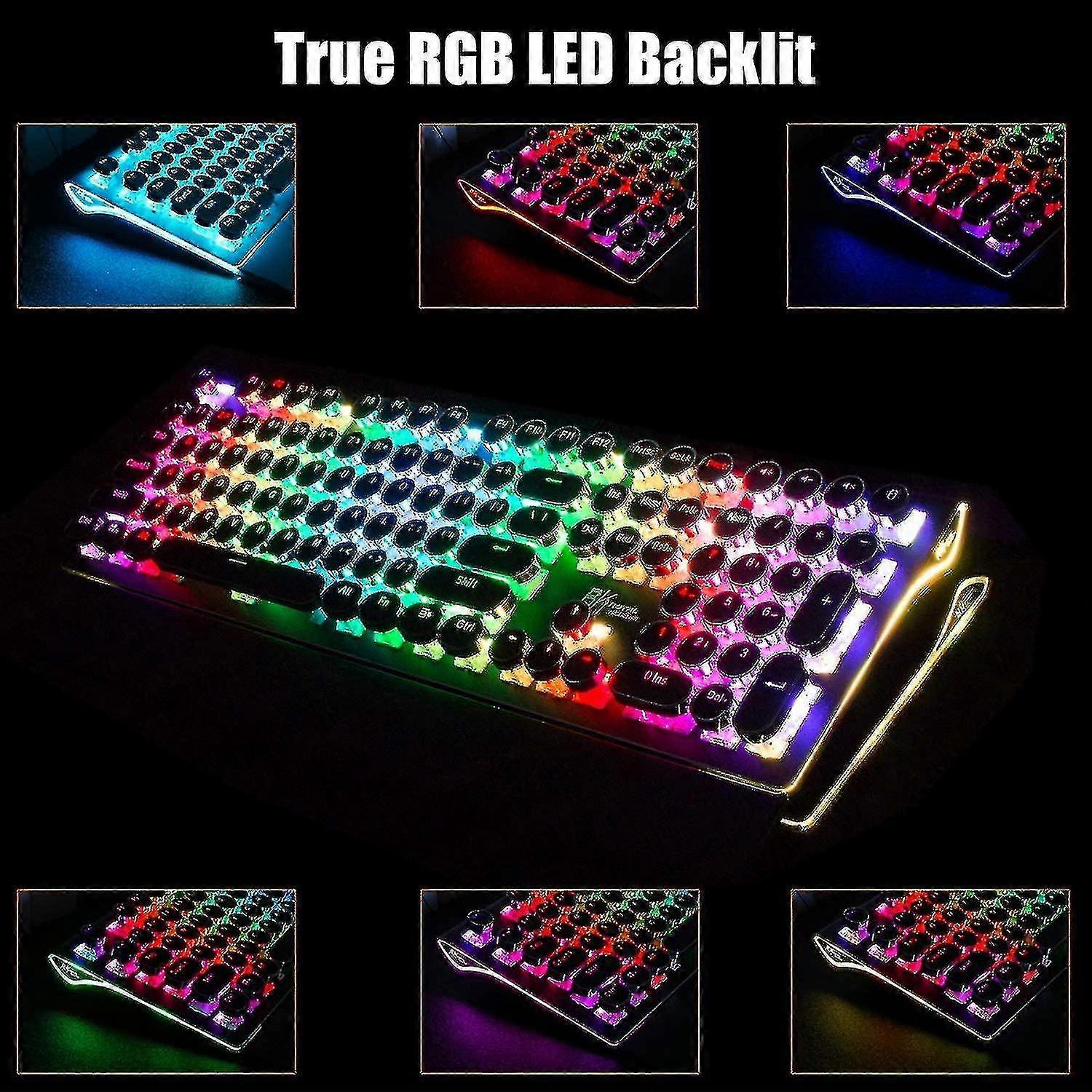 Typewriter Style Mechanical Gaming Keyboard With Real Rgb Backlit ...