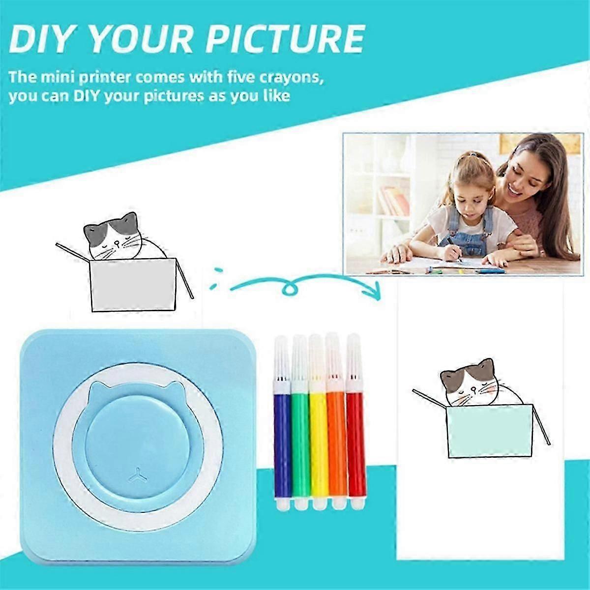 Mini Label Printer Thermal Portable Printer Inkless Sticker Paper ...