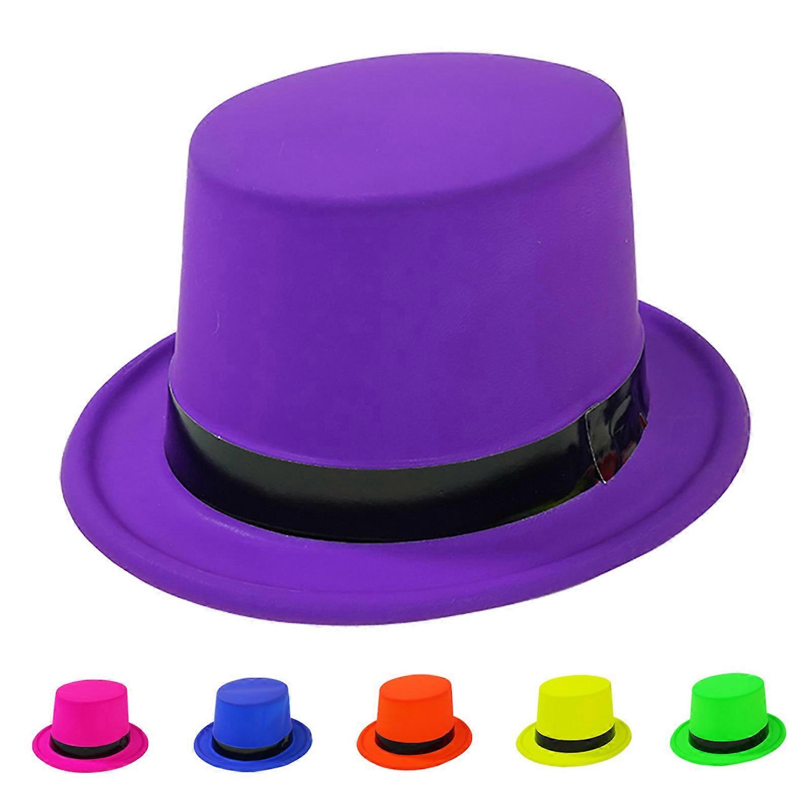 Black Ribbon Tall Hat with Fluorescent Color for Cosplay Party Adult ...