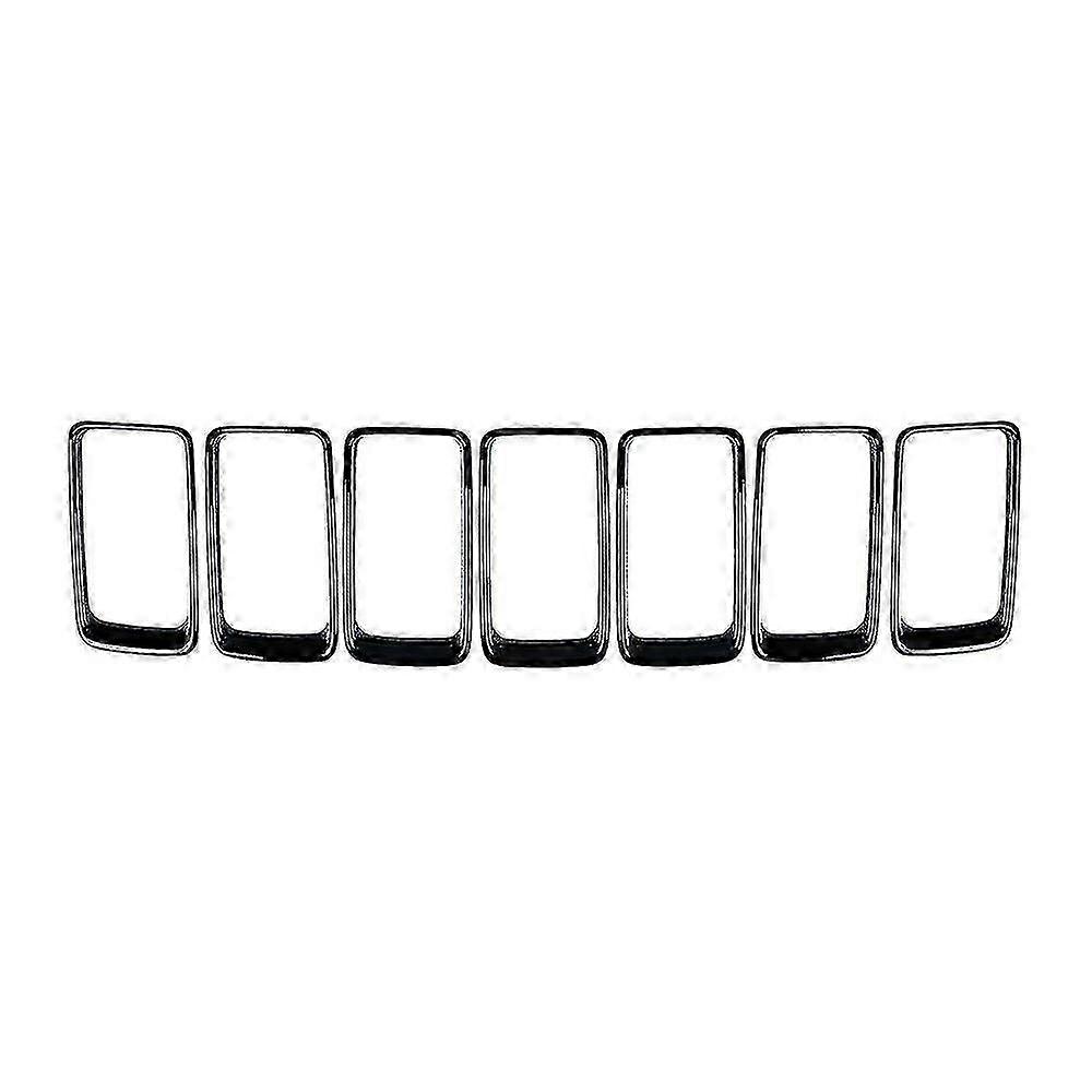 7pc Gloss Black Grill Ring Front Grille Inserts Cover Trim Kit For Jeep ...